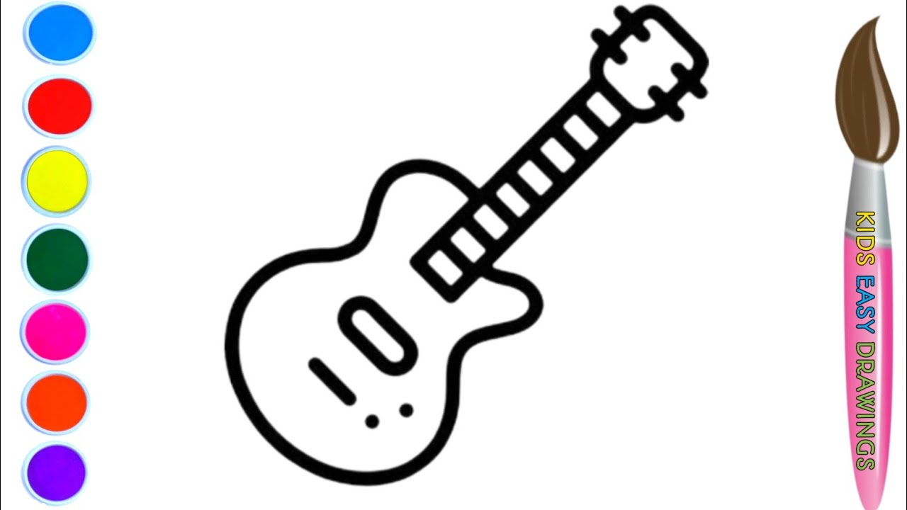 How to draw Guitar 🎸, drawing, colouring, painting for toddlers,kids ...