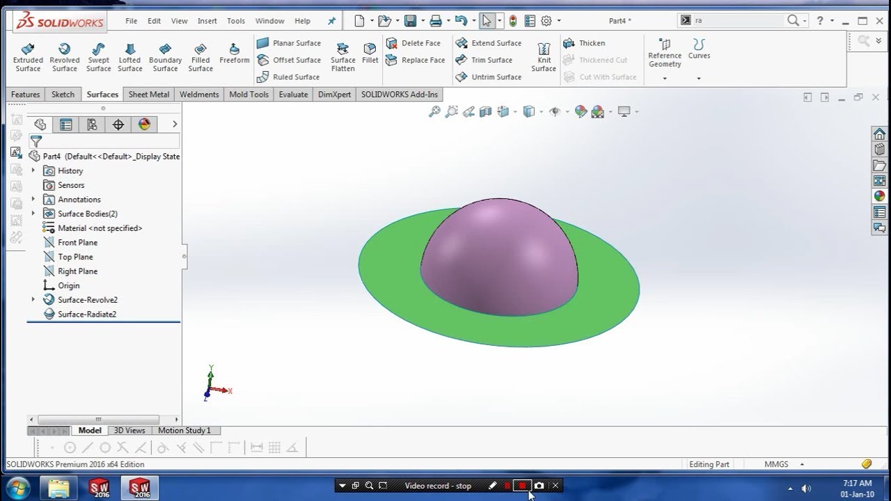 RADIATE SURFACE IN SOLIDWORKS 2016 - YouTube