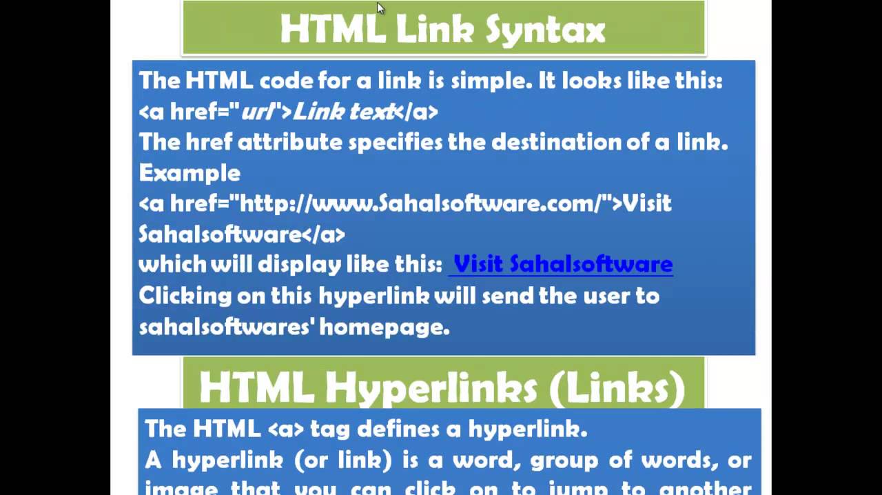Lesson 21 Summary - HTML - Sahalsoftware - YouTube