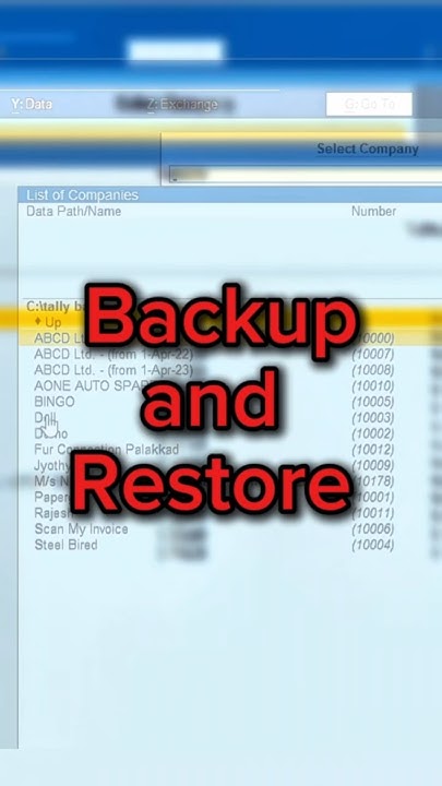 HOW TO BACKUP AND RESTORE OF COMPANY DATA IN TALLY PRIME - YouTube