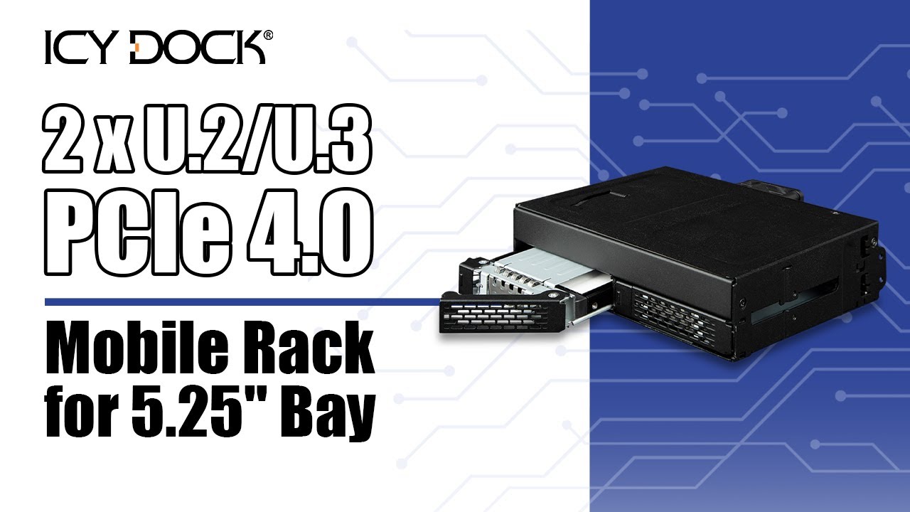 ICY DOCK Rugged 2 x U.2/U.3 PCIe 4.0 Mobile Rack for 5.25" Bay ...