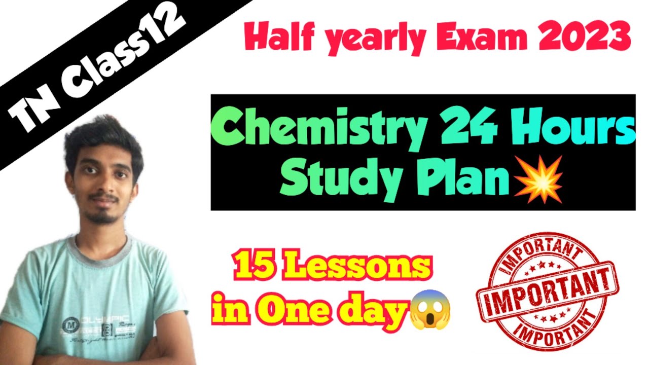 12th Chemistry One day Study Plan|Score 70/70|Important Chapters|Half ...
