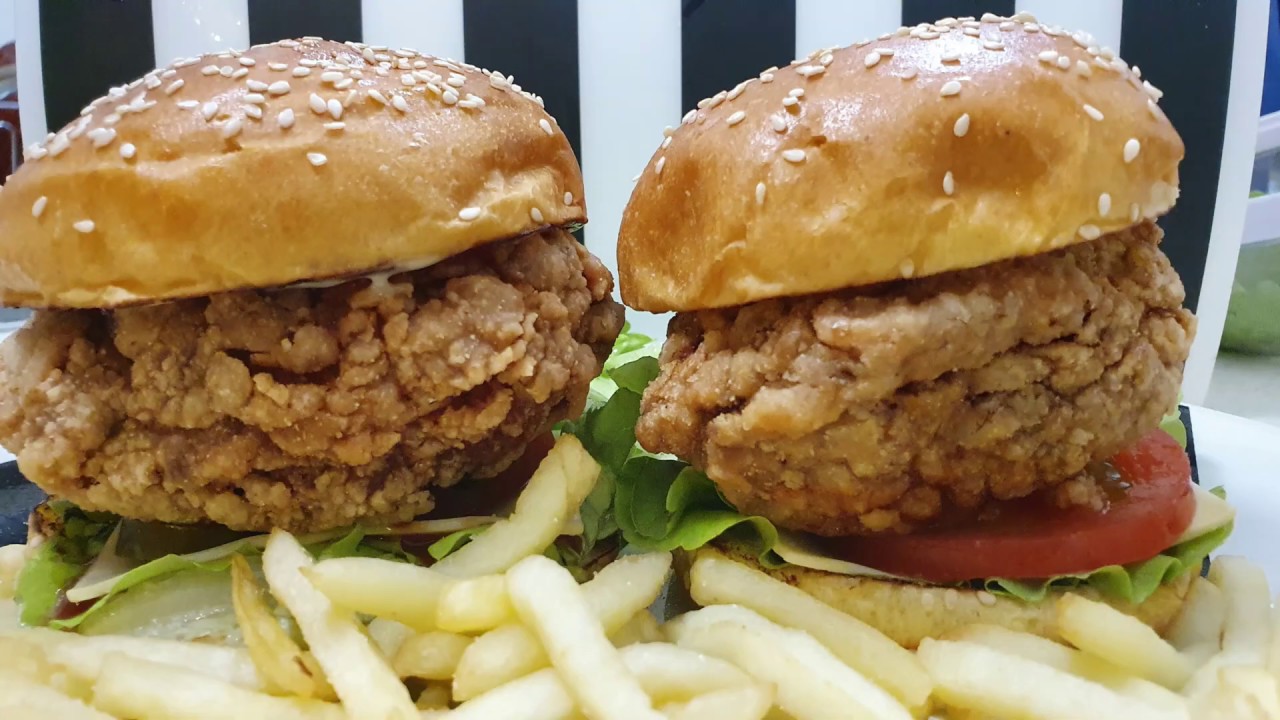 CRISPY & JUICY ZINGER BURGER RECIPE | KFC style fried chicken burger ...