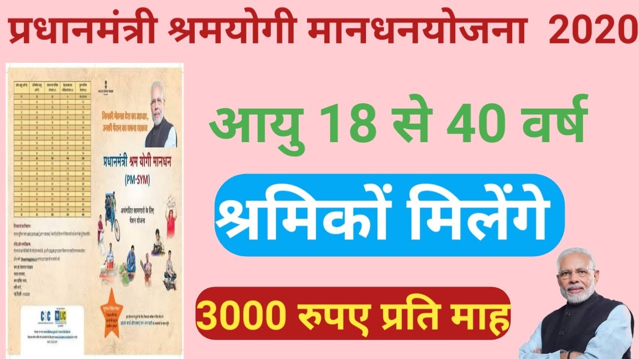 PM Shram Yogi Mandhan Yojana 2020 I PMSYM 2020 I PMSYM pension yojana ...