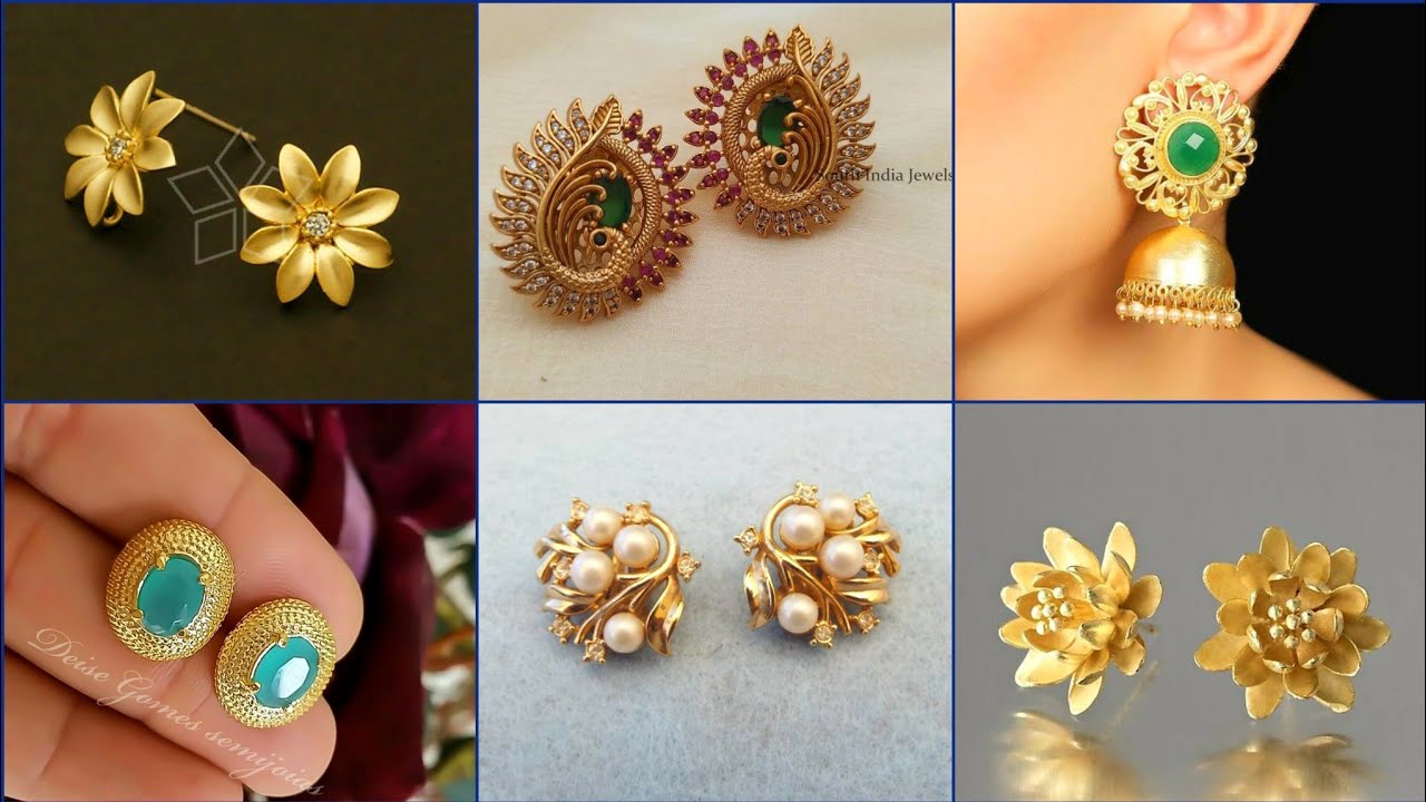 Latest Gold Tops Earrings Designs/Latest Gold Stud Earnings Designs ...