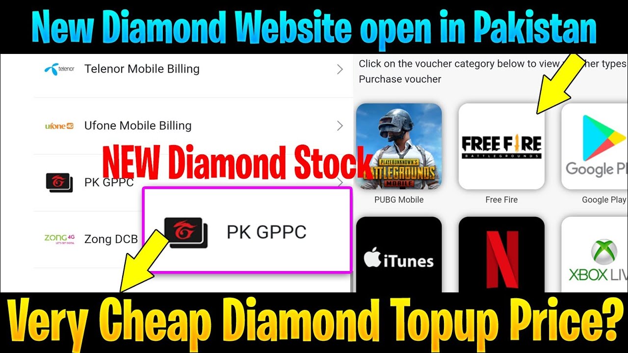 New Diamond Topup in Free Fire Pakistan | Very Cheap Diamond Topup ...
