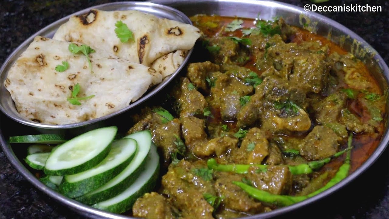 Hyderabadi Shadiyon Wala Green Mutton Masala/Mutton Masala Rumali Roti ...