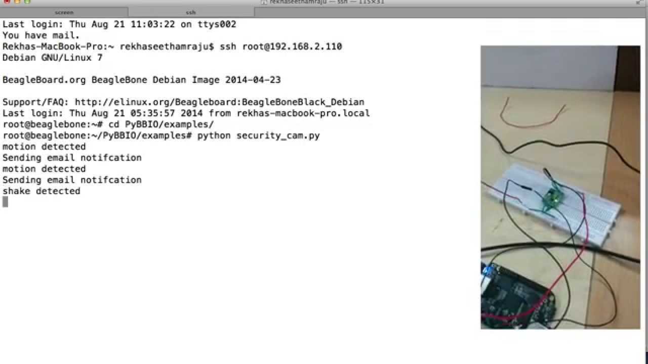 Security Camera using the Beaglebone Black and PyBBIO - YouTube