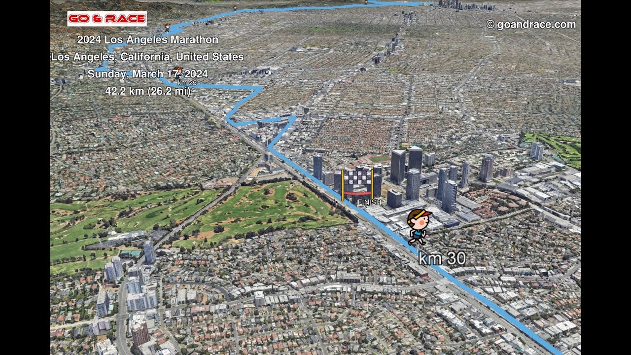 2024 Los Angeles Marathon: fly over the marathon 3D course map! - YouTube