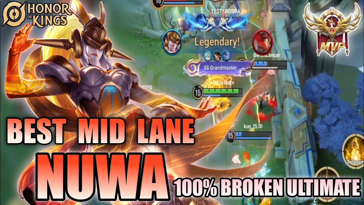 NUWA Best Mid Lane 💯% BROKEN ULTIMATE technique & strategy in game pro ...