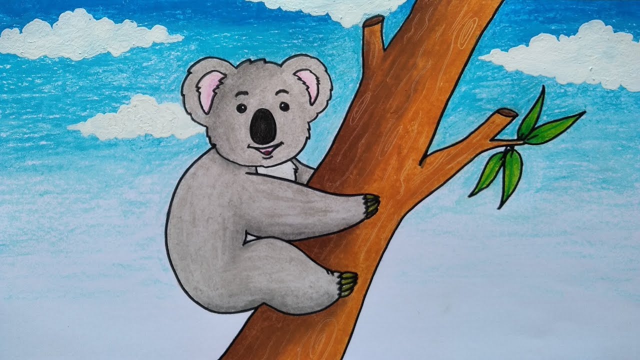 Cara menggambar koala || Menggambar koala di hutan || Cara menggambar ...