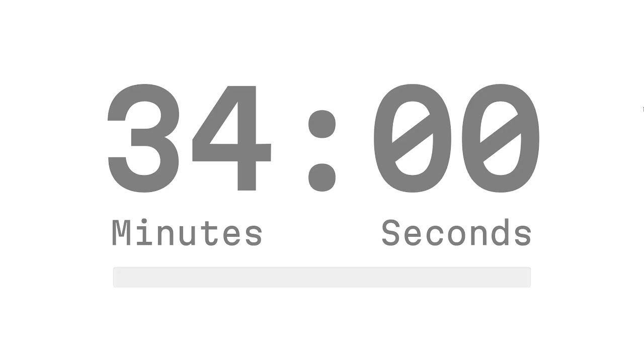 34-Minute Countdown Timer - White Background + Progress Bar + Ending ...