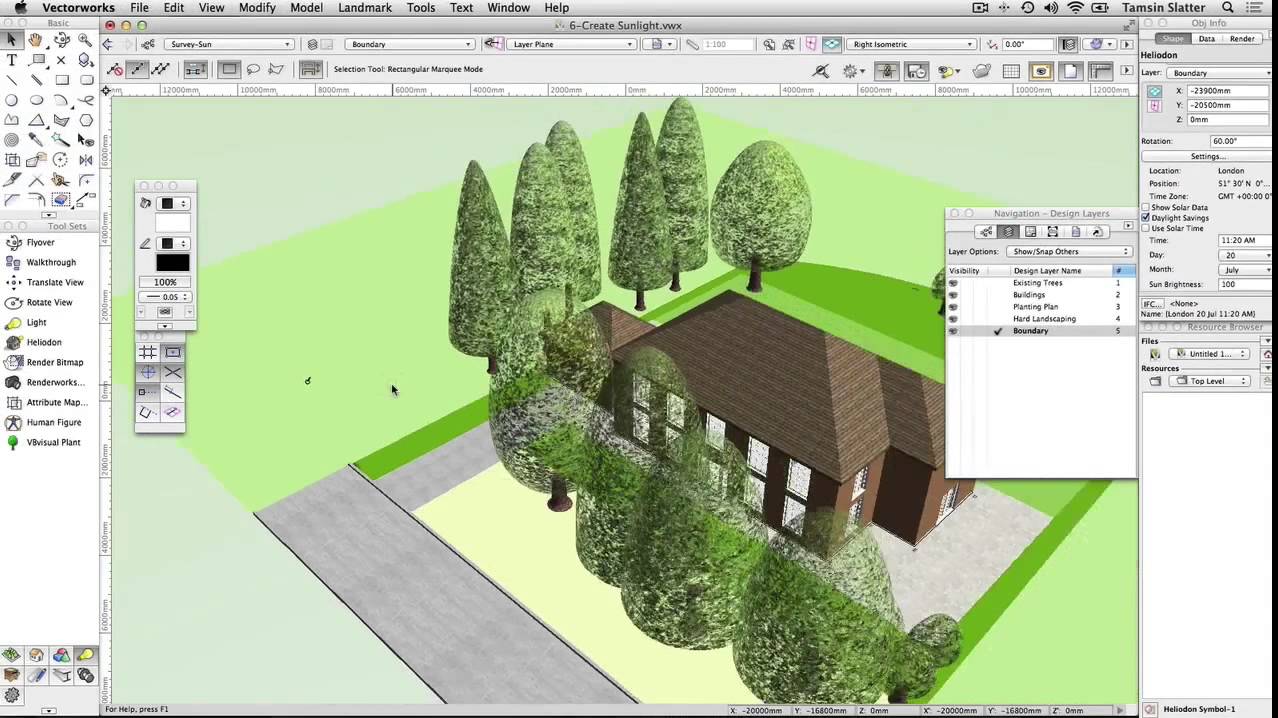 GSG - Vectorworks Landmark 2016 - 08 Setting the Sun Position - YouTube