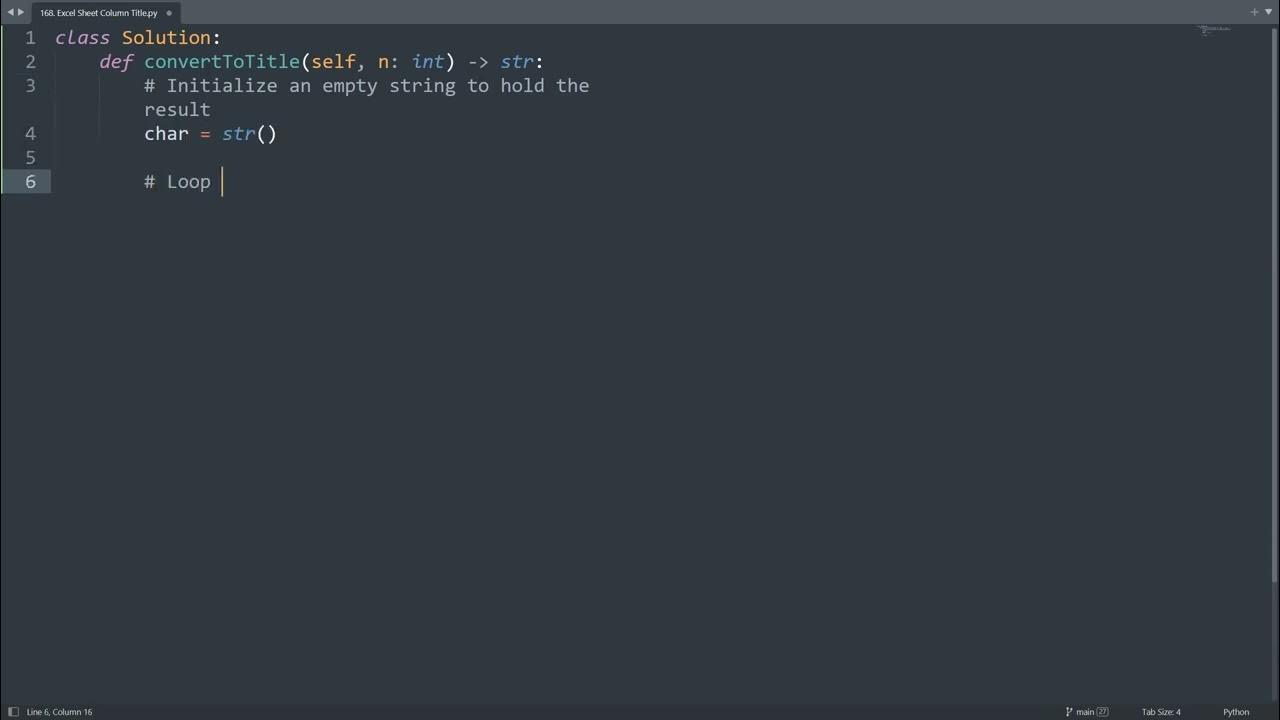 Leetcode 168. Excel Sheet Column Title in Python | Python Leetcode | Python Coding Tutorial ...
