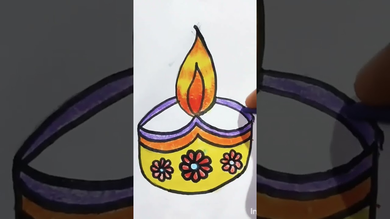Beautiful Diya Drawing||Diwali Diya||Happy/ Diwali#shorts - YouTube