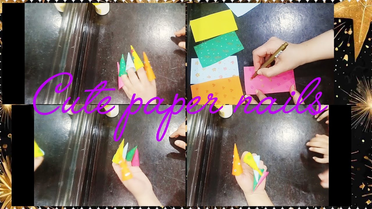 DIY paper nails/hand made nails/easypaper craft /Cute DIY paper nails 💅 ...