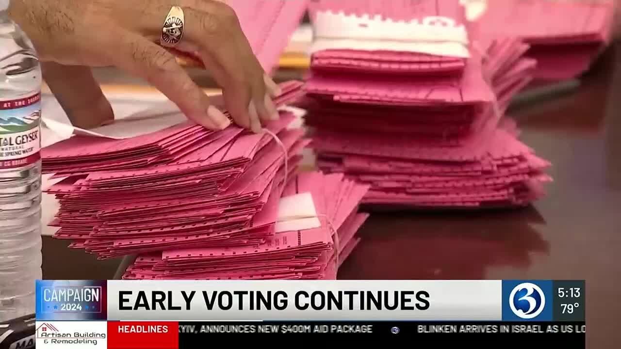 Tens of thousands of voters take advantage of early voting in CT - YouTube