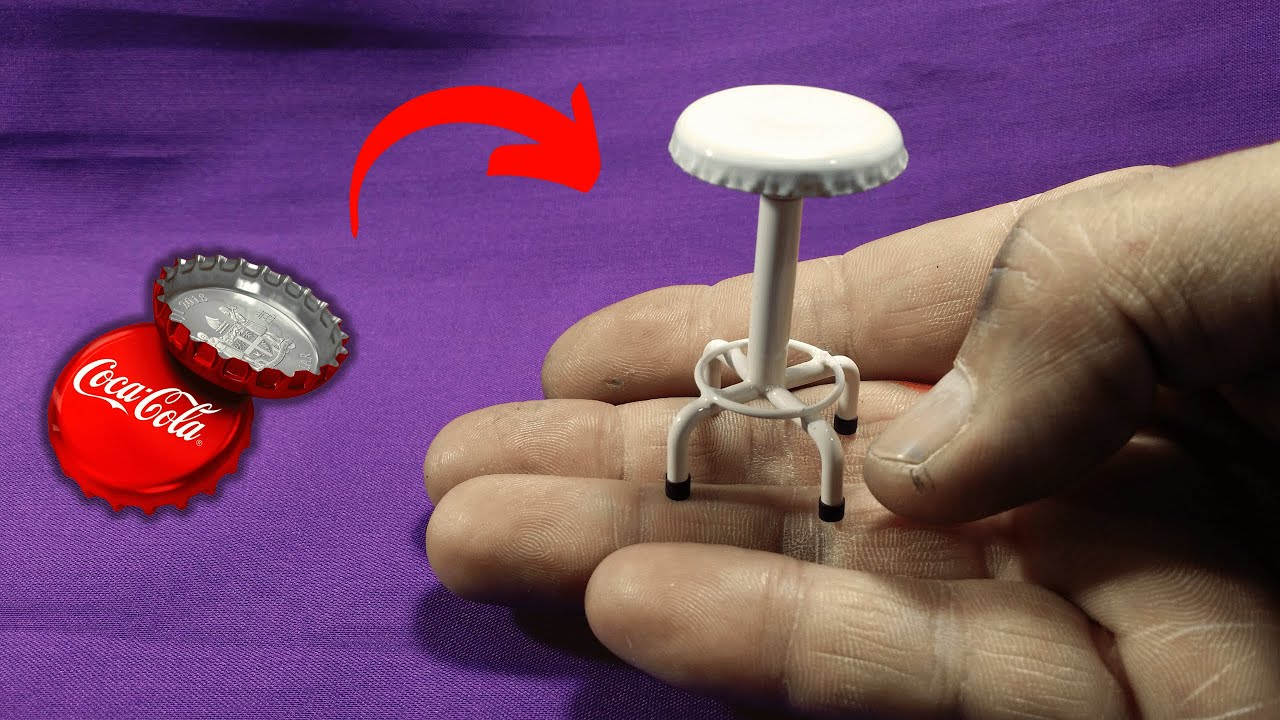 DIY mini stool Made With Coca cola bottle Cap and recycled materials ...