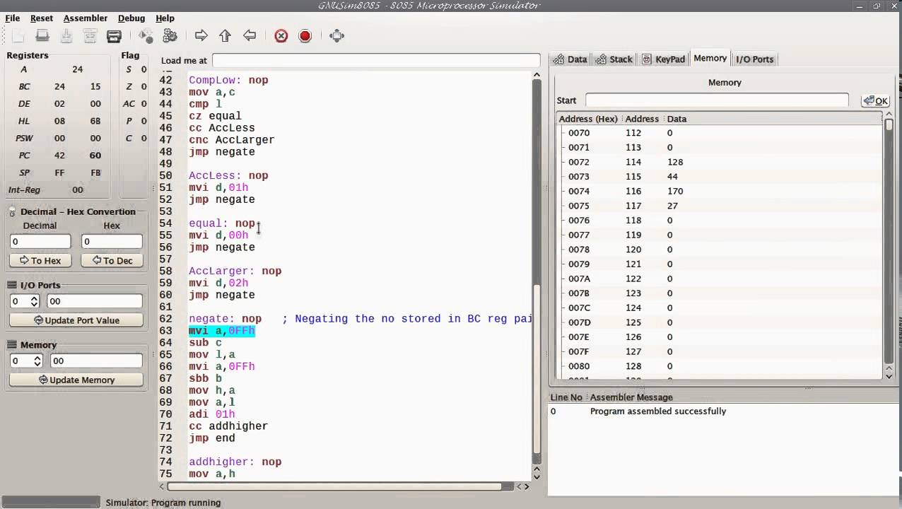 16-Bit Airthmetic on 8085 - YouTube