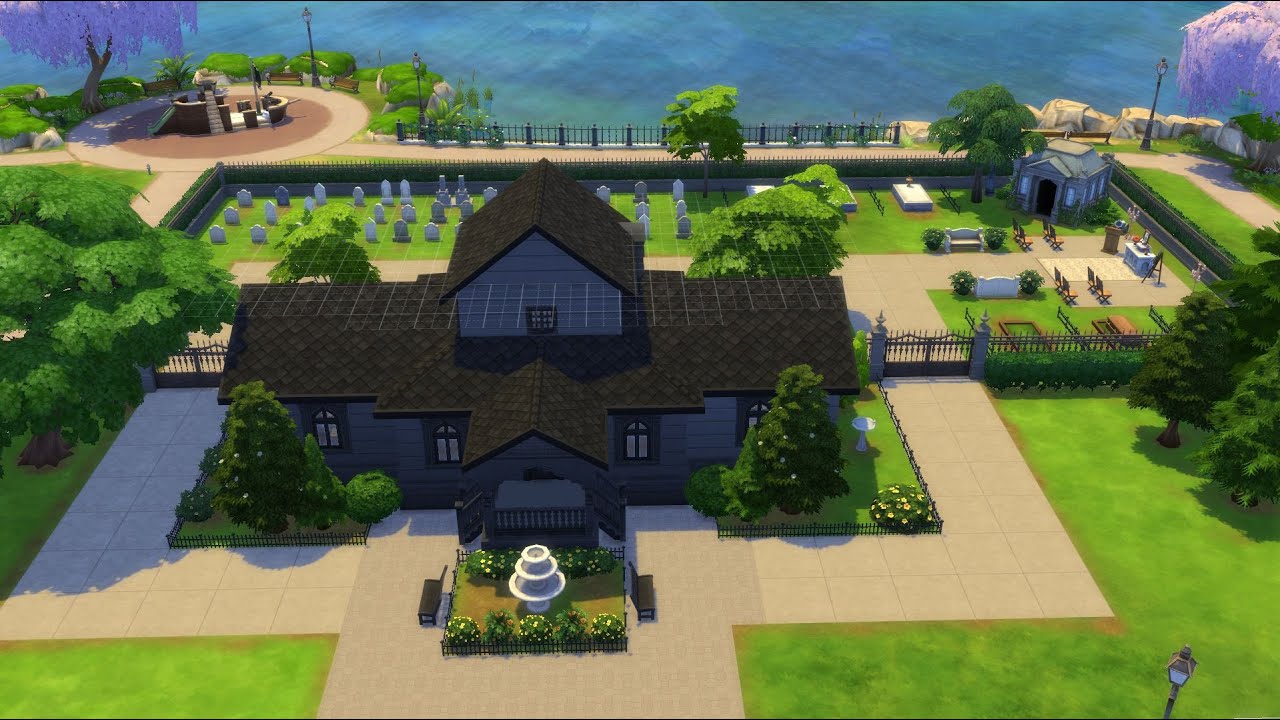 The Sims 4 Funeral Home W/ Cemetery Speed Build - YouTube