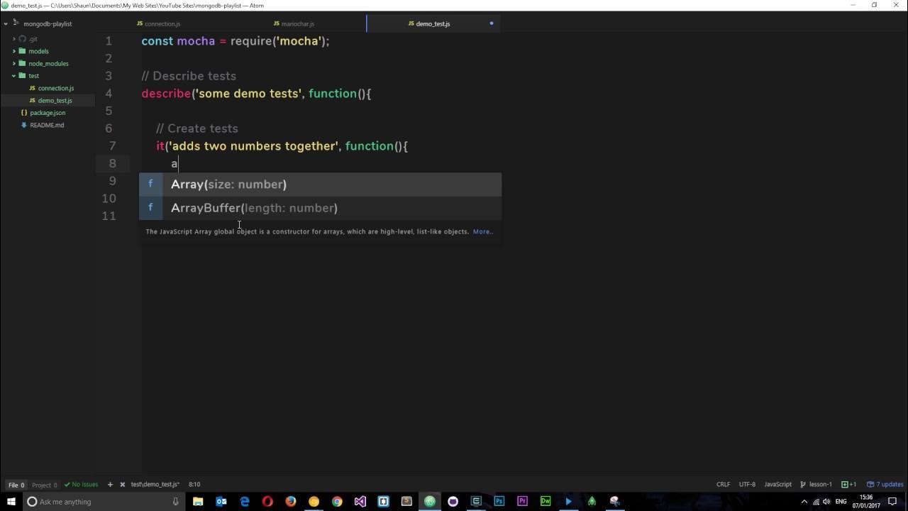 MongoDB Tutorial #5 - Intro to Mocha Testing - YouTube