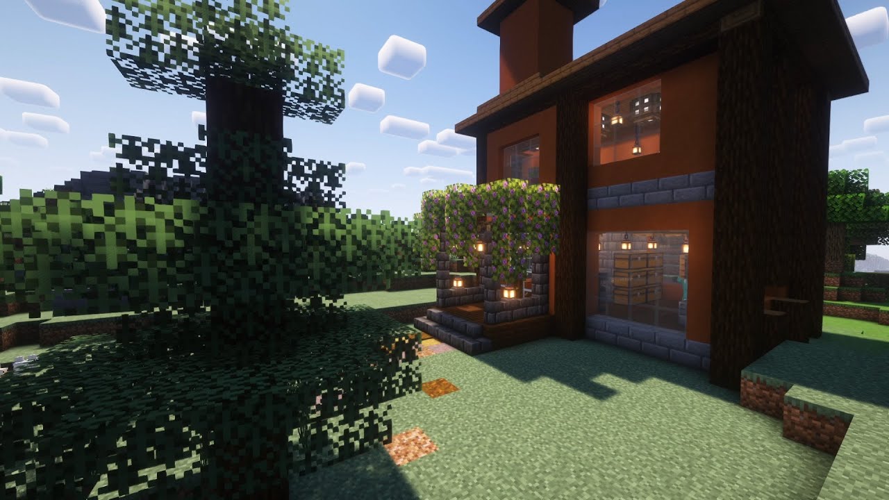 Minecraft Creative: How to make a house with Orange walls - YouTube