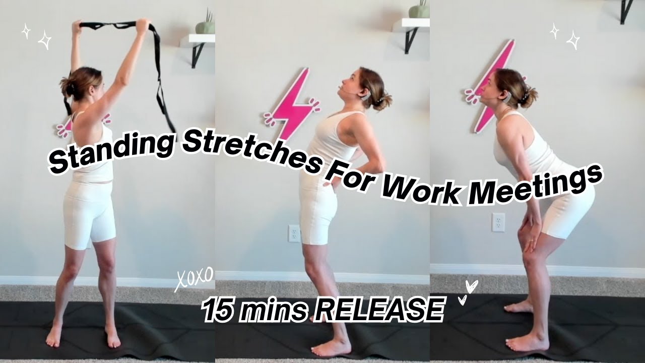 Standing Stretches for work meetings (15 mins) - YouTube