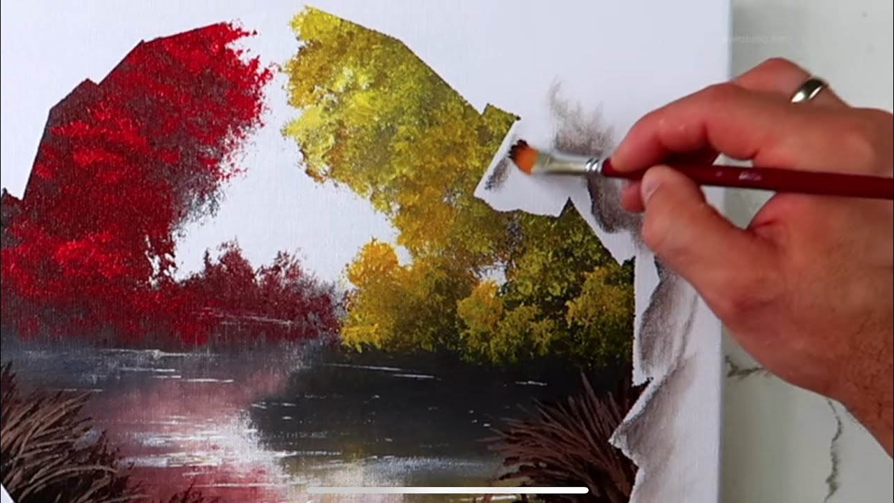 Ripped Paper Effect Around Landscape Painting | Unique Art Technique ...