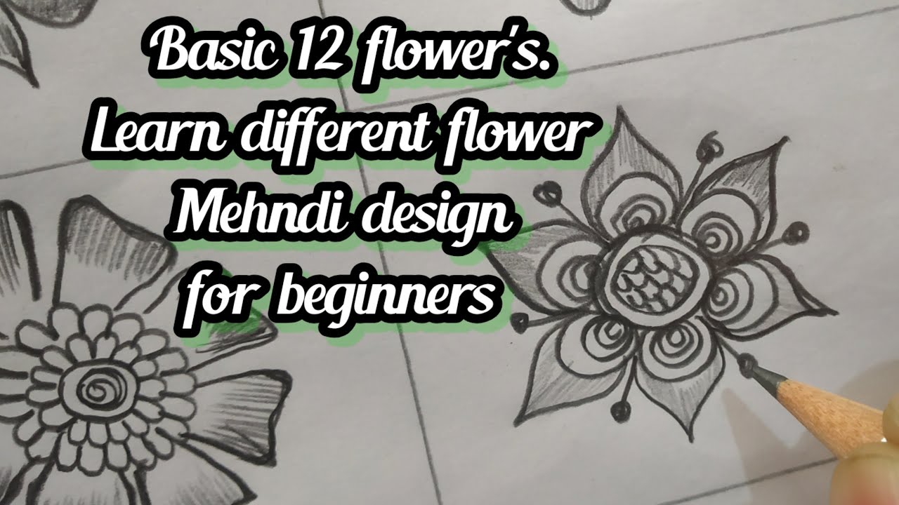 how to drow different types of flowers/how to draw in mehndi pencil ...