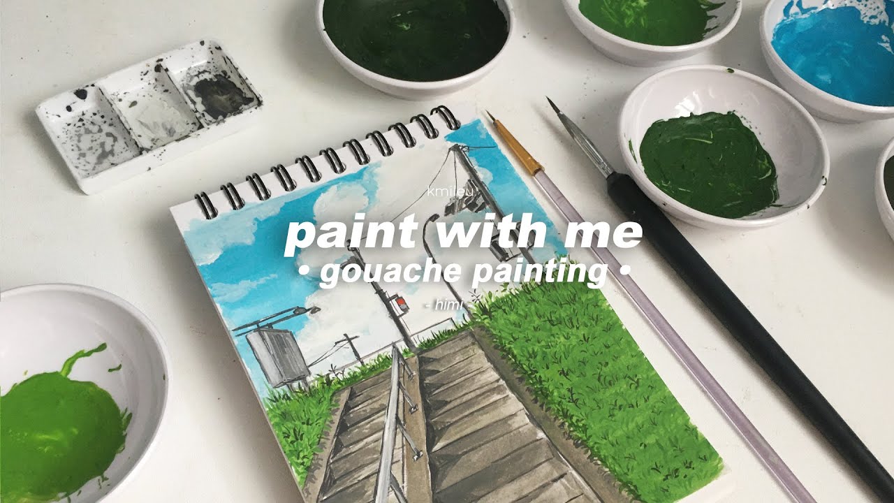 paint with me - gouache landscape painting 🎨 beginners | chill & relax ...