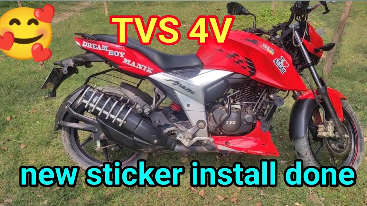 TVS Apache RTR 4v new sticker installed done 🥰😘 - YouTube
