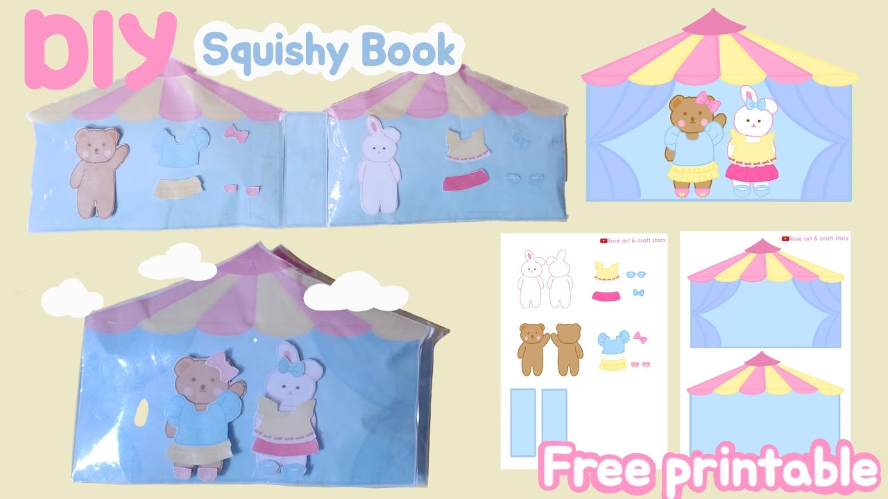 🌹 DIY Bear and Bunny Squishy Book | Bear and Bunny Paper Doll # ...