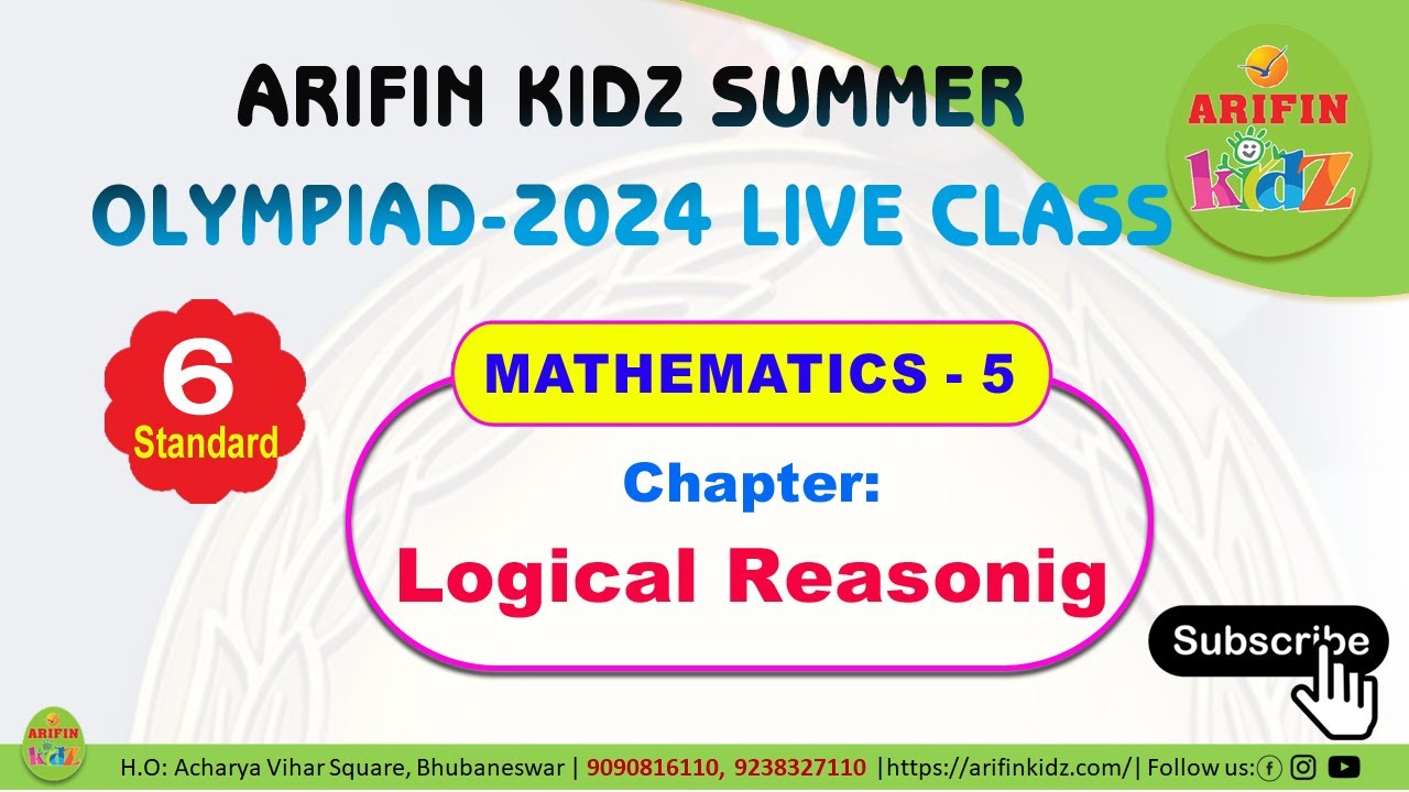 Std-6: MATHEMATICS-5 (Logical Reasoning) class by Arifinkidz - YouTube