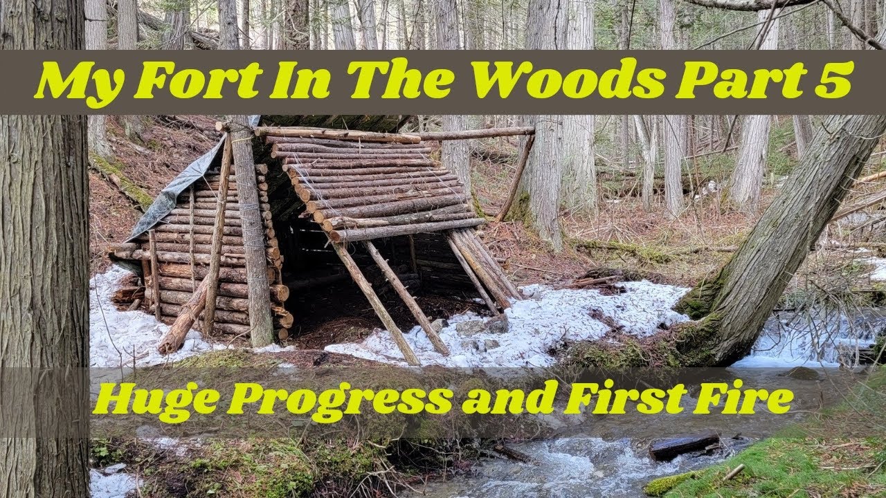 Bushcraft Build My Fort In The Woods Part 5 - YouTube