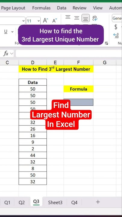 Find the Largest Unique Number in Excel in Seconds!🔥 | LARGE Function | UNIQUE Function | # ...