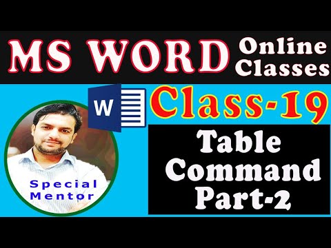 MS Word-Class-19 | Table Command P-2 in MS Word |special mentor - YouTube