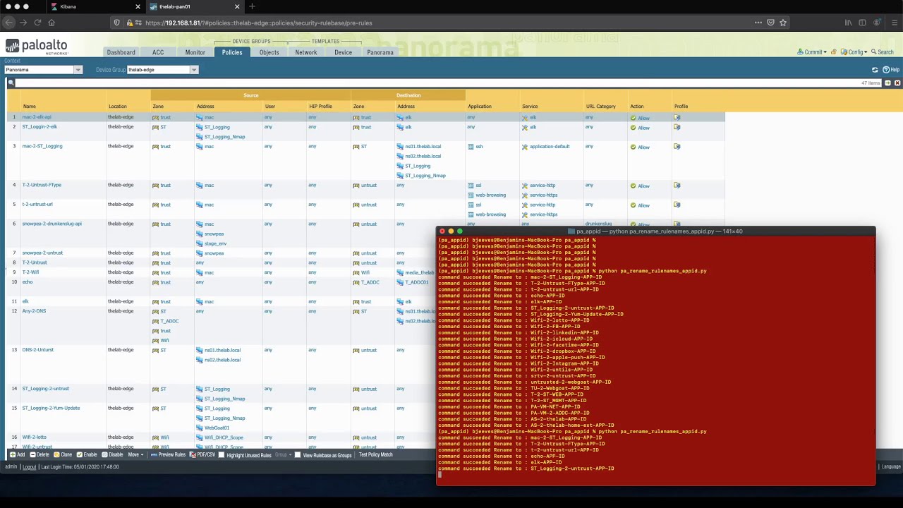 Palo Alto ruleset automating the renaming of rules in the policy - YouTube