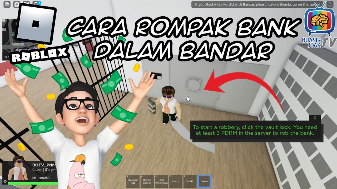 Roblox - Cara rompak bank dalam game Bandar - YouTube