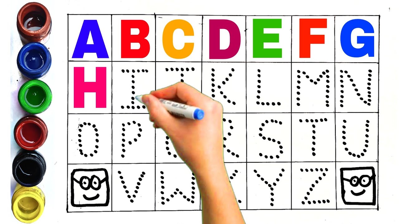 ABCD DRAWING || kids learning abcd drawing with colorful paint, # ...