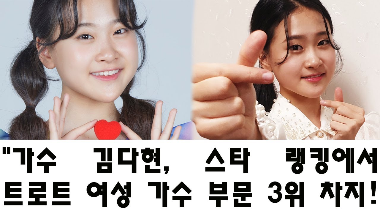 가수 김다현 스타 랭킹에서 트로트 여성 가수 부문 3위 차지 또한 한국 적십자사에 기부하여 홍수 피해 복구에 도움을 주며