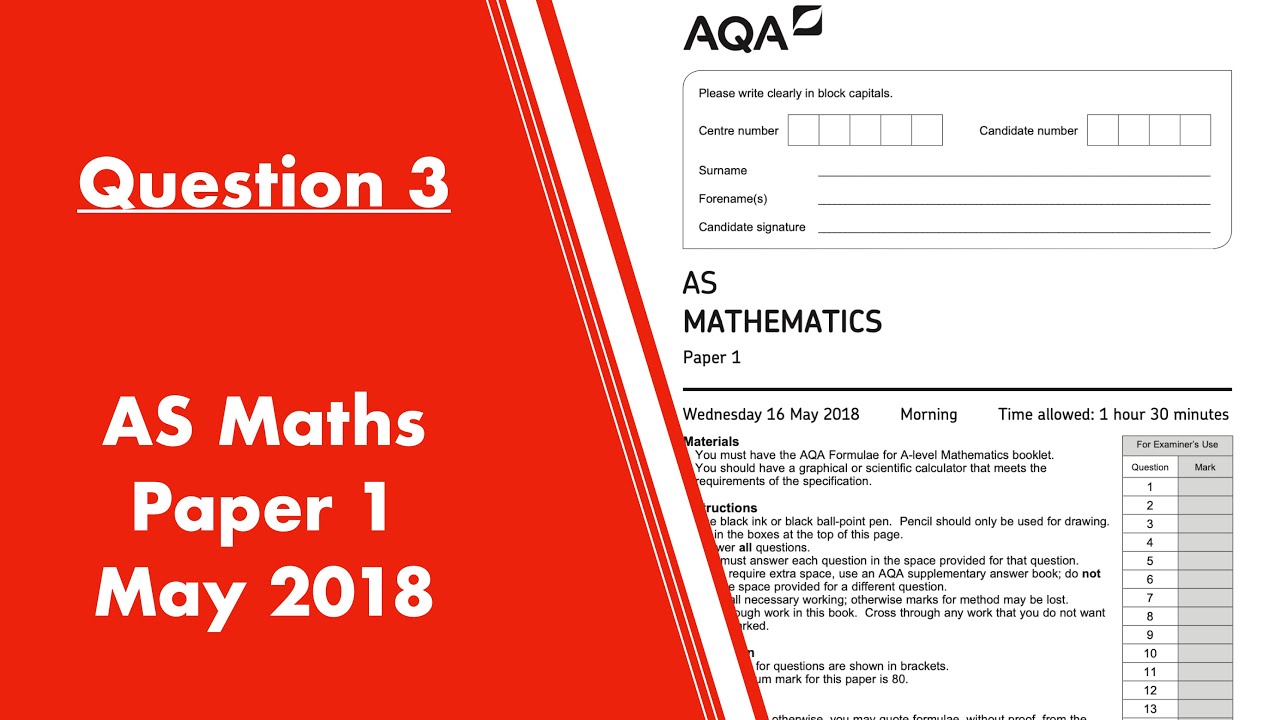 Q3, AS Math Paper 1 (May 2018) - YouTube
