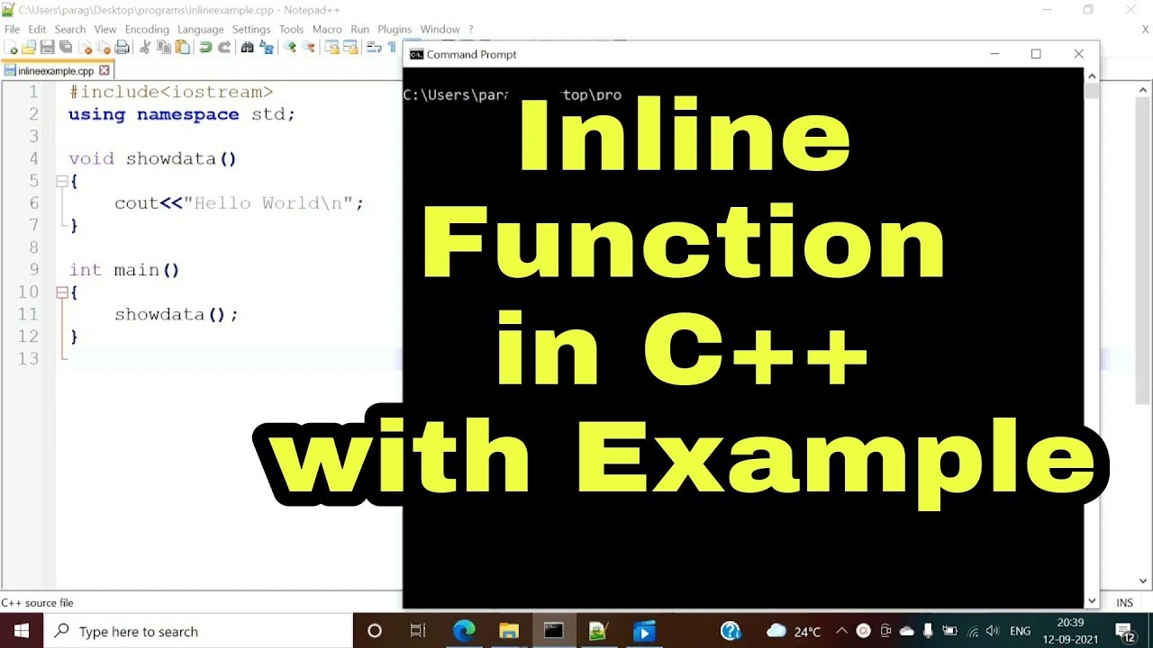 Inline Function In C++ With Example - Youtube