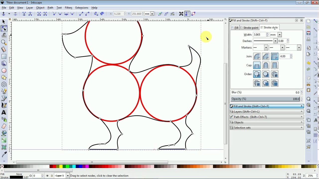 How to make a Cute dog in Inkscape using some basic tools. - YouTube