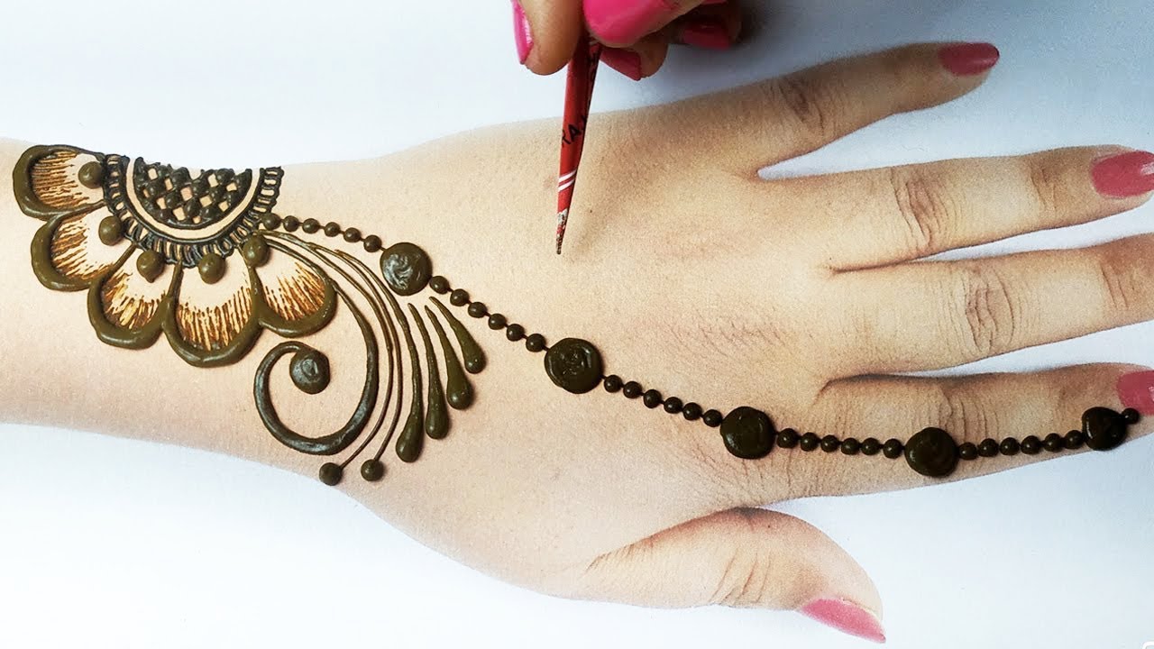 New Stylish Trick Mehndi with Gol Tikki - Simple Mehndi Design with ...
