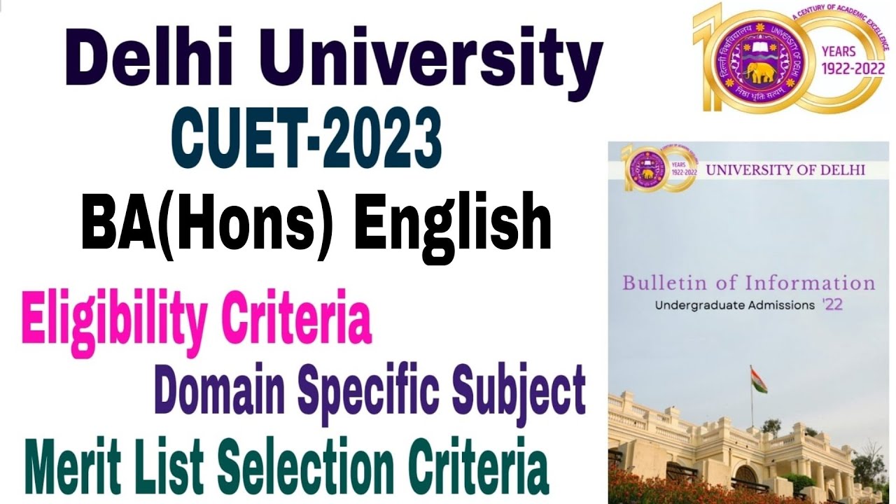 Delhi University CUET BA(Hons) English Admission 2023, eligibility ...