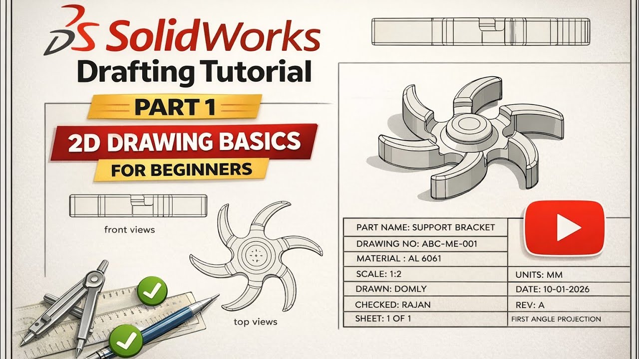 SolidWorks Drafting Tutorial Part 1 | 2D Drawing Basics for Beginners ...