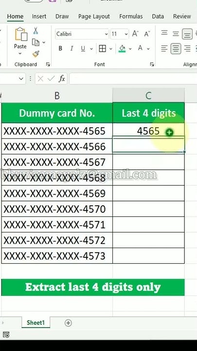 Excel for New Learners: How to extract last 4 digits only #shorts - YouTube