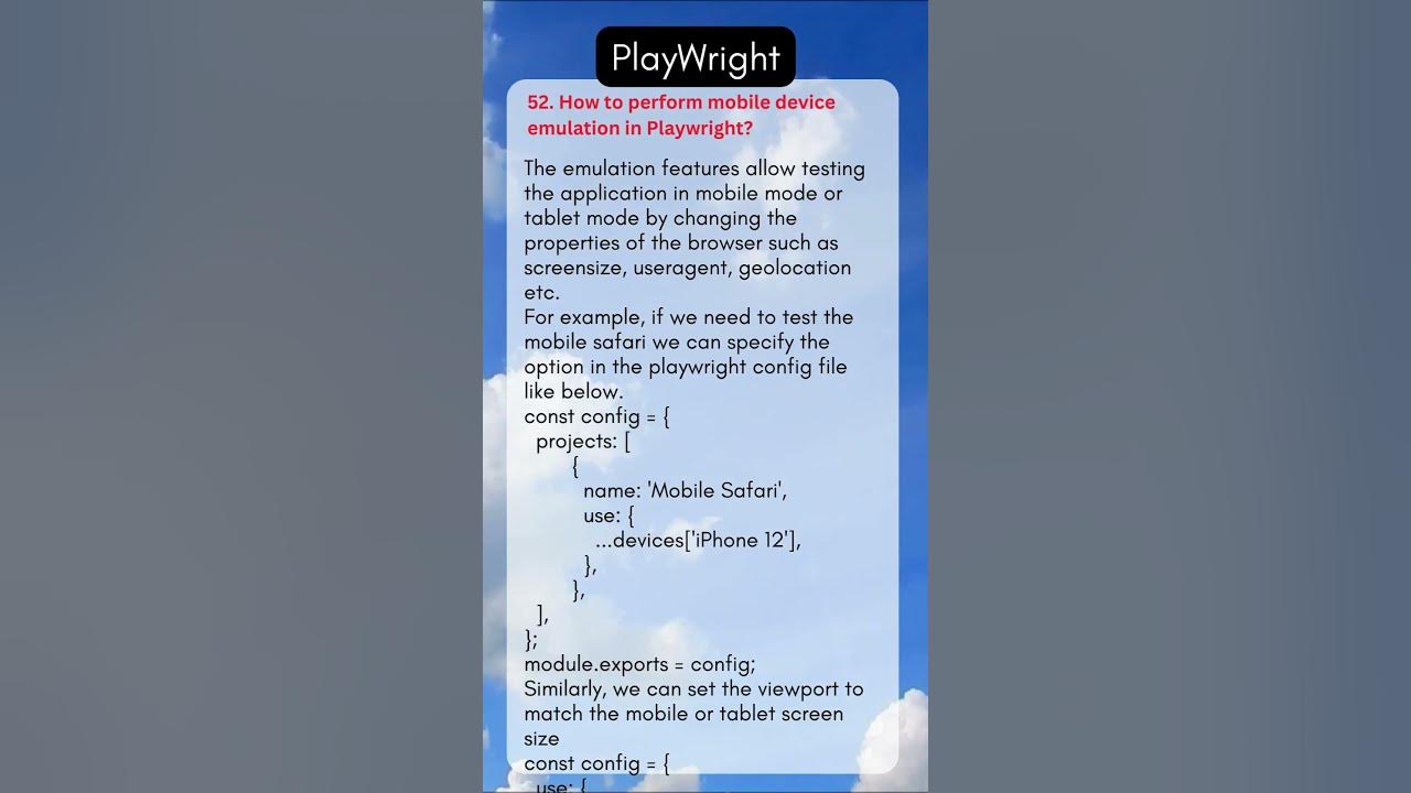 52 How to perform mobile device emulation in Playwright - YouTube