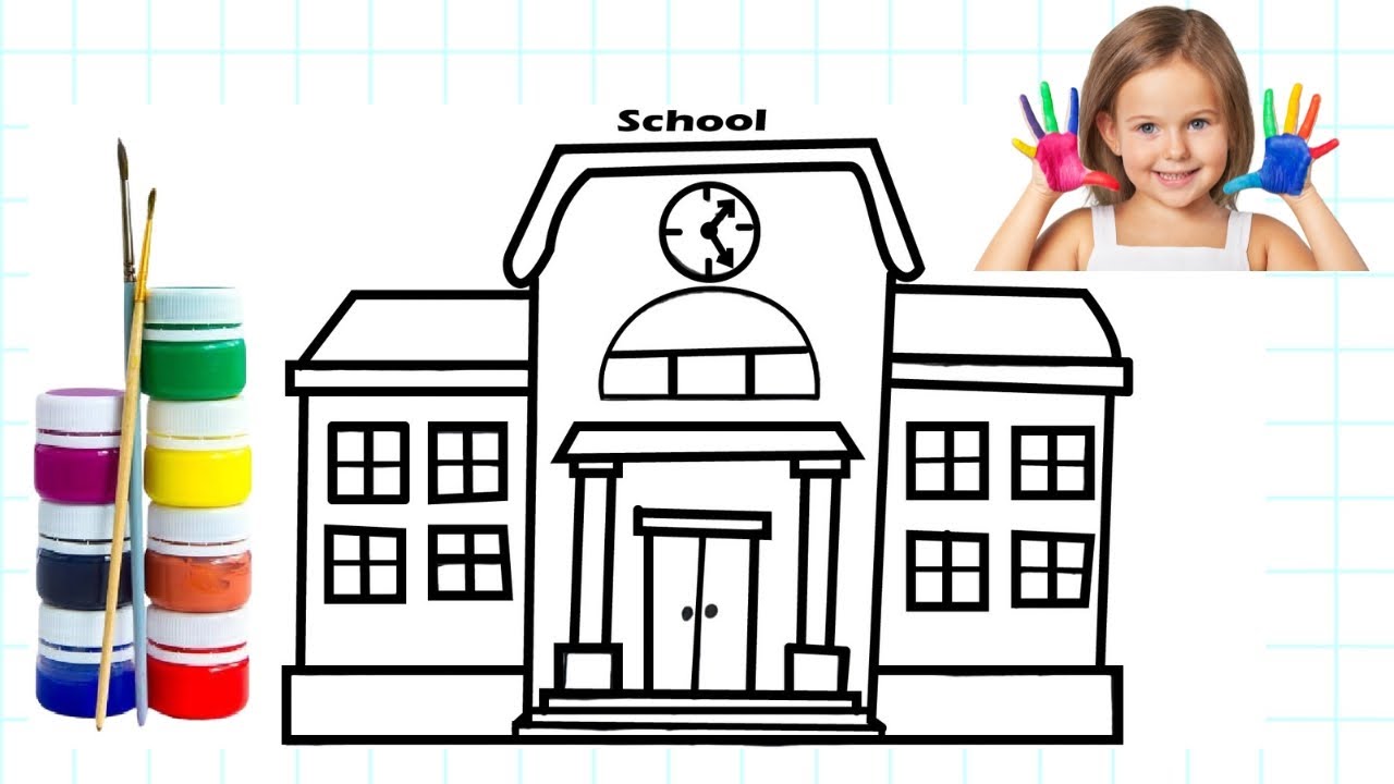 Drawing and Coloring a School Building for Kids and Toddlers #howtodraw ...