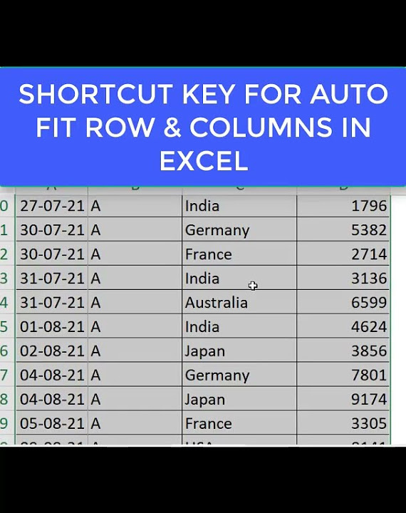Excel Tips Shortcut Key For Auto Fit Rows And Columns In Excel Excelshorts Shorts Exceltips